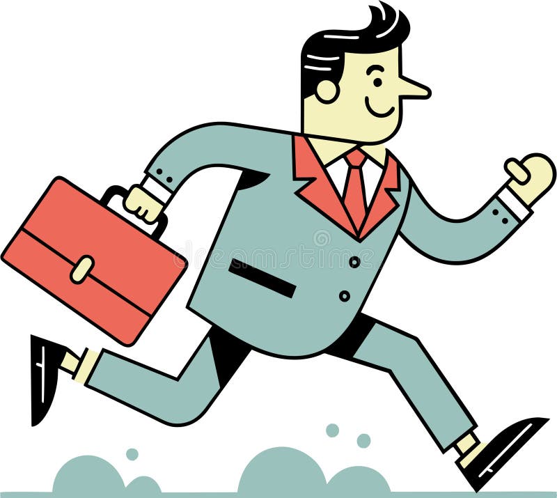 Running Manager in Suit with Briefcase Stock Vector - Illustration of ...