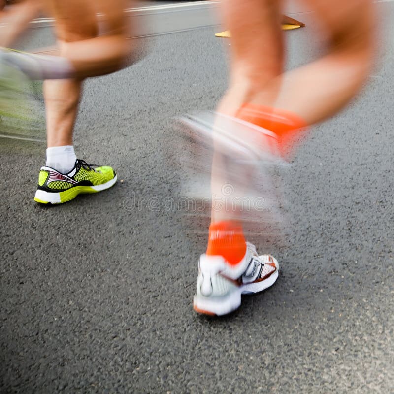 Marathon (in Camera Motion Blur) Stock Image - Image of race, legs: 9696313