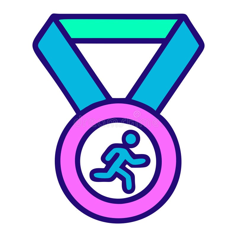 Running Medal Award Icon stock vector. Illustration of fitness - 358798305