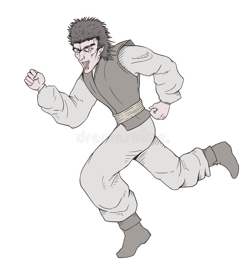 Running medieval man draw stock vector. Illustration of outdoors ...