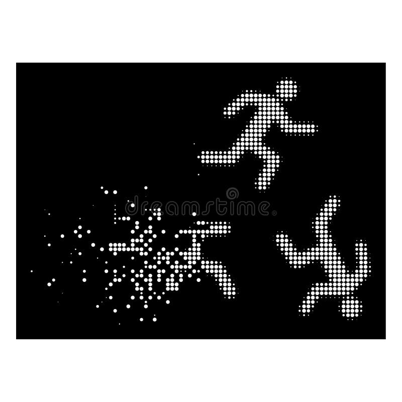 White Damaged Dot Halftone Running Men Icon Stock Vector - Illustration ...