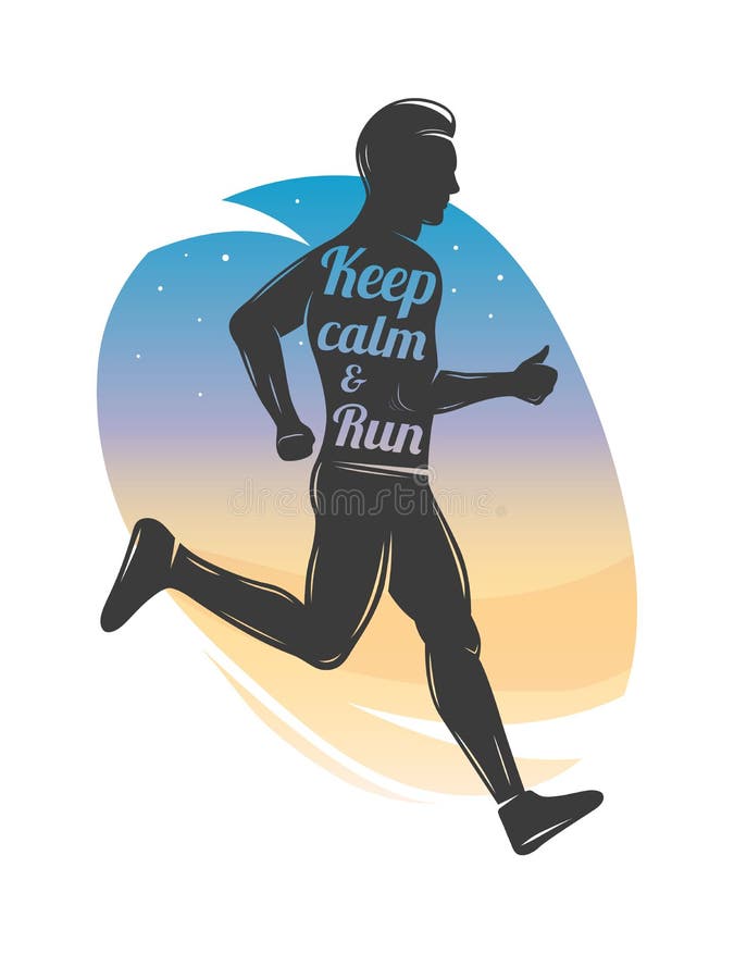 Running Men Isolated. Runner Vector Symbol. Keep Calm and Run Sport and ...