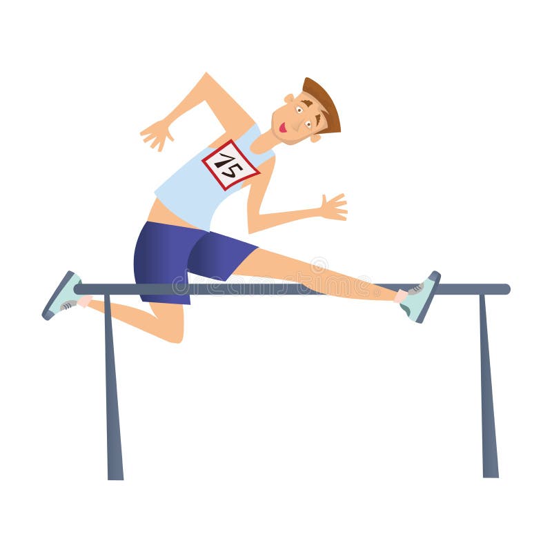 Running with Obstacles. Man Jumping Over the Barrier. Vector ...