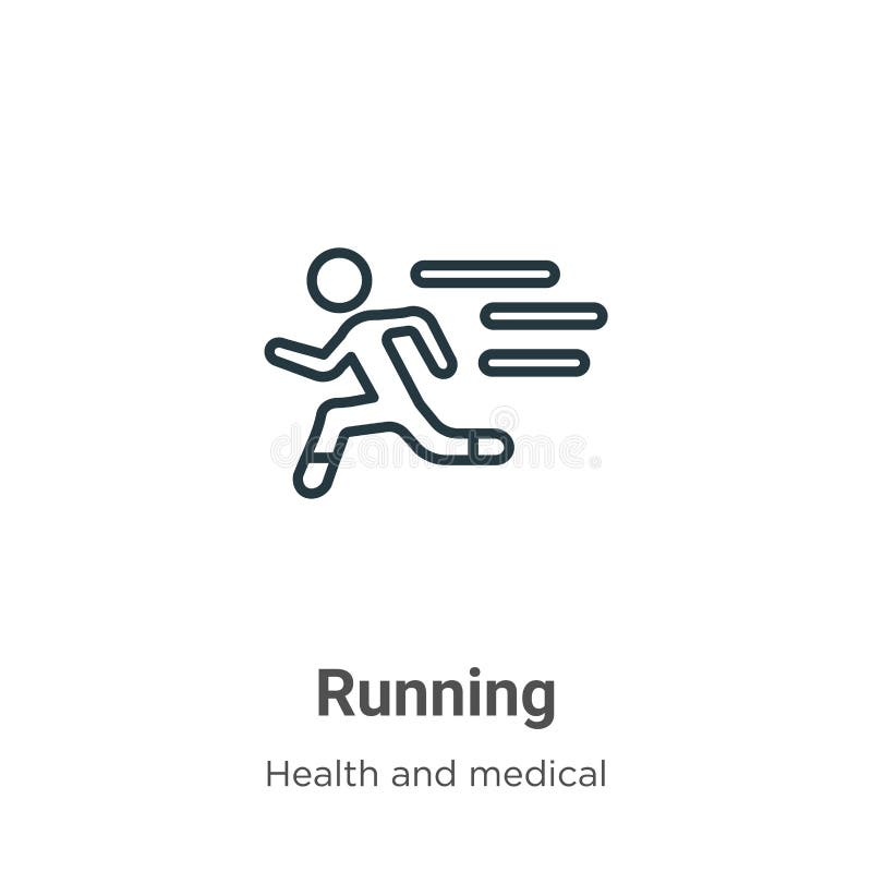 Running Outline Vector Icon. Thin Line Black Running Icon, Flat Vector ...