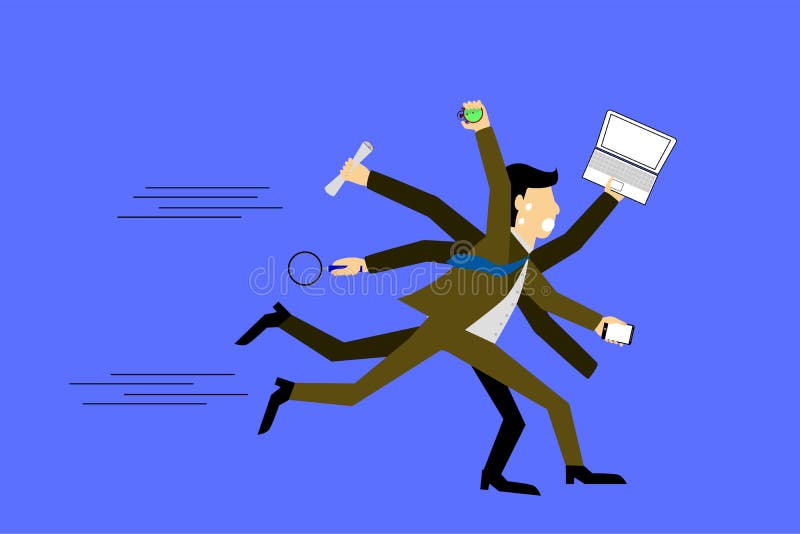 Running Panic Man Holding His Gagdet Stock Vector - Illustration of ...