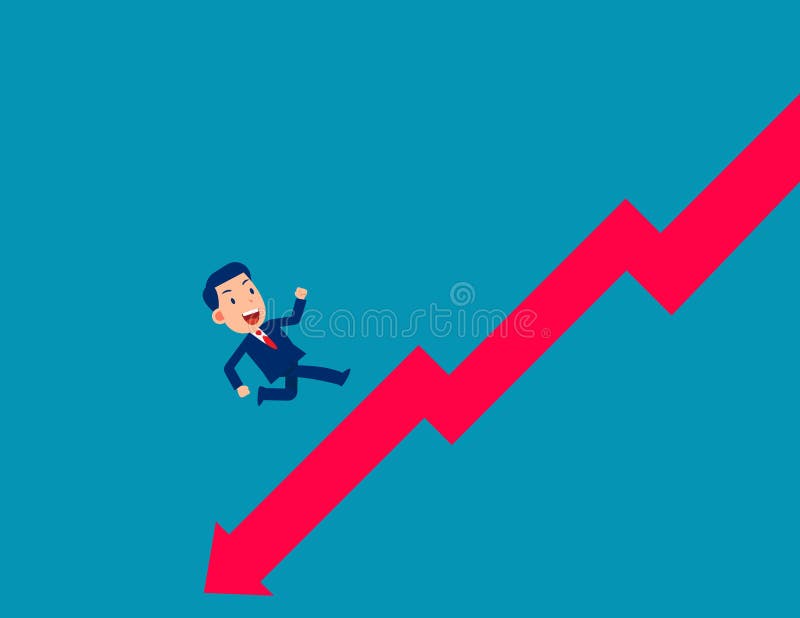 Running Part Way with Falling Graph. Business Vector Illustration Stock ...