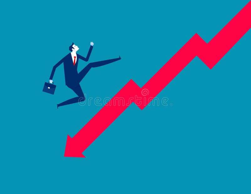 Running Part Way with Falling Graph. Business Vector Illustration Stock ...