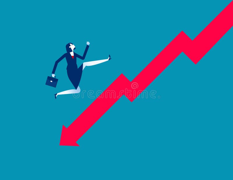 Running Part Way with Falling Graph. Business Vector Illustration Stock ...