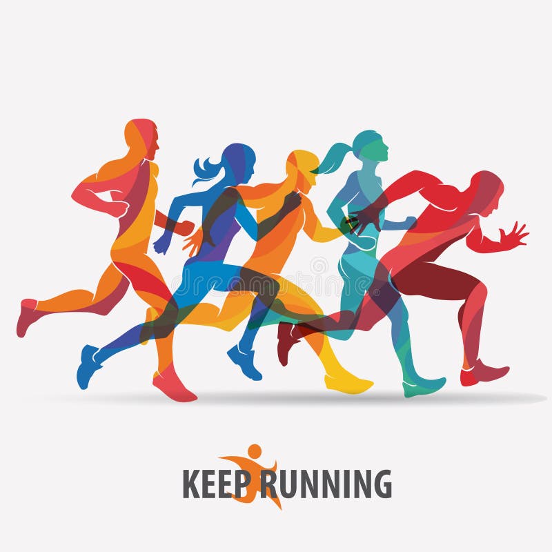 Running People Set of Silhouettes Stock Vector - Illustration of ...
