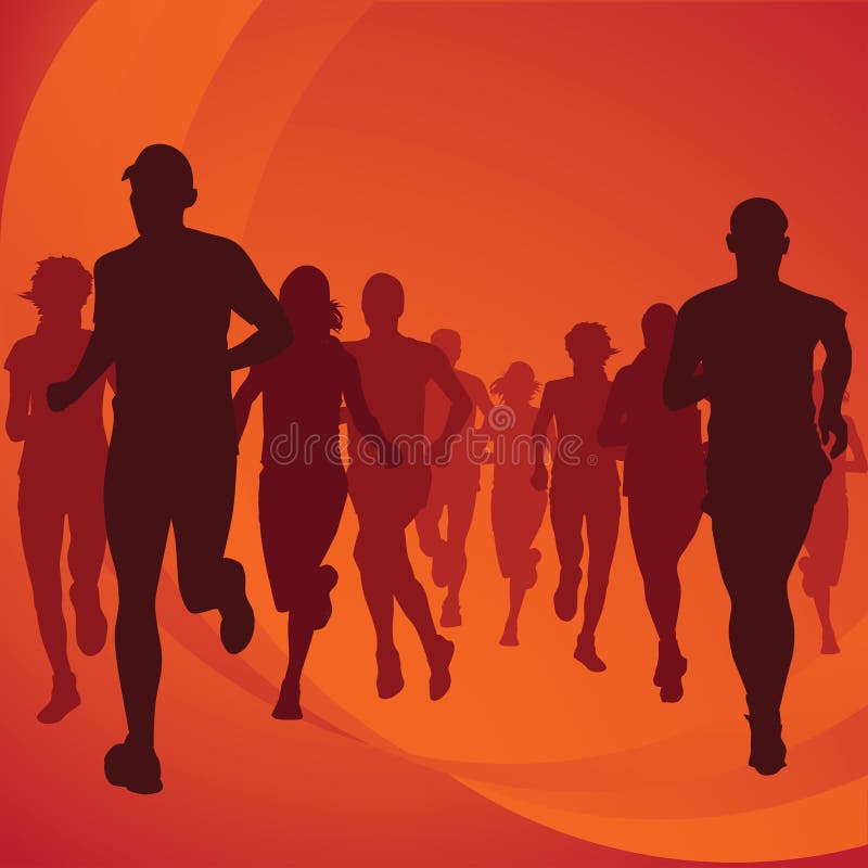 Running People Sign Icon in Comic Style. Run Silhouette Vector Cartoon ...