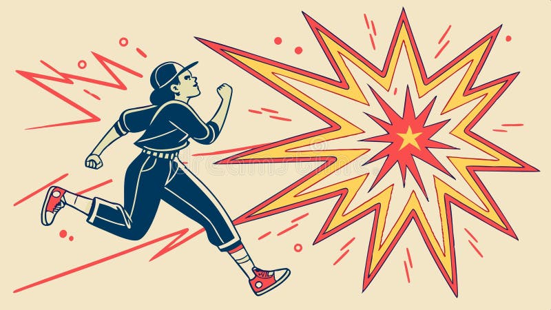 Running Person with Explosion Dynamic Action Illustration Vector Design ...