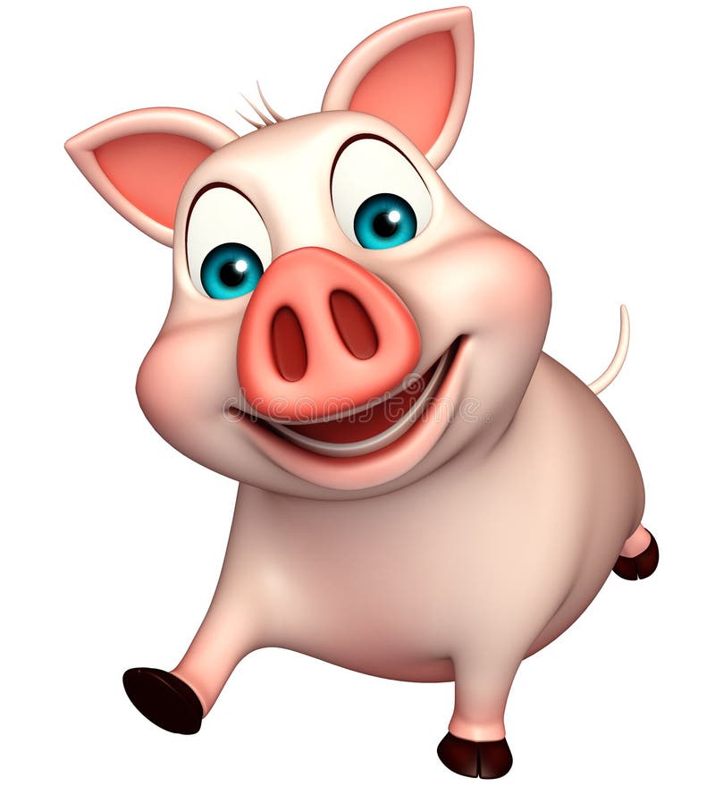 Running Pig Cartoon Character Stock Illustration - Illustration of ...