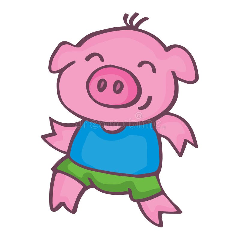 Running Pig Cartoon Design Kids Stock Vector - Illustration of smile ...