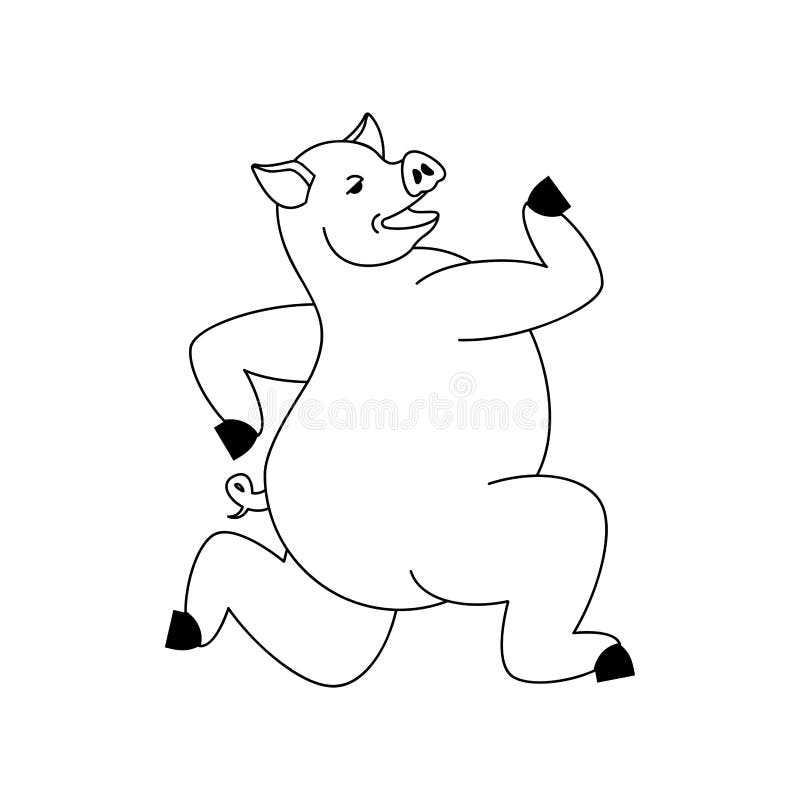 Running Pig Isolated. Swine Run Stock Vector - Illustration of isolated ...