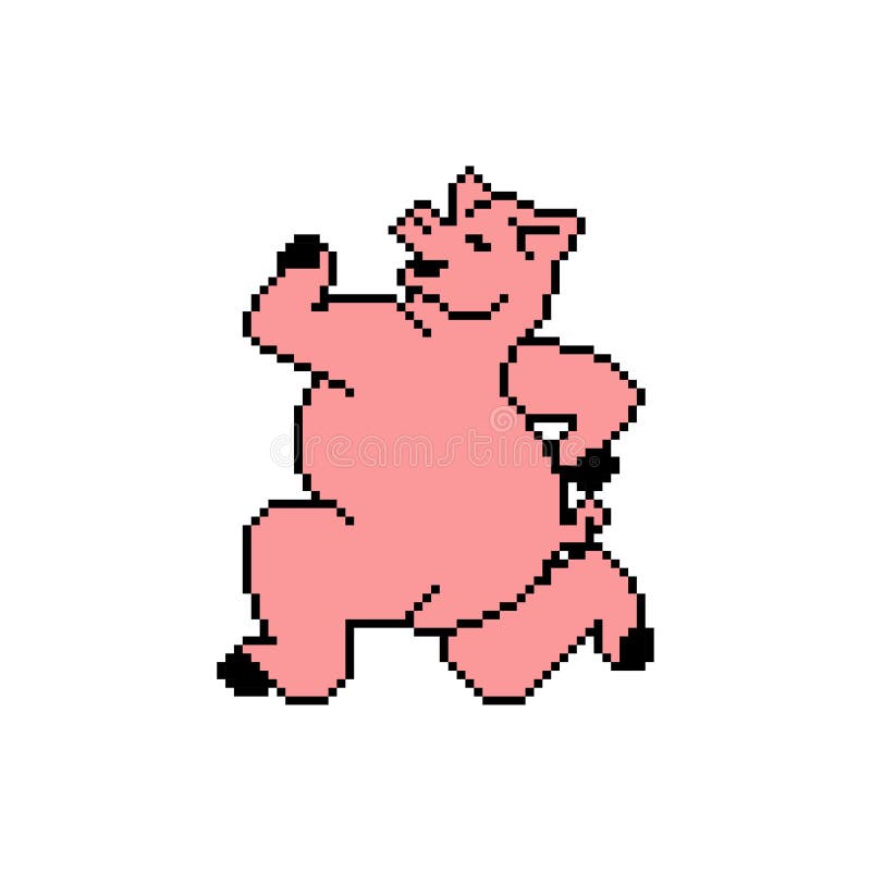 Running Pig Pixel Art. 8 Bit Swine Run Stock Vector - Illustration of ...