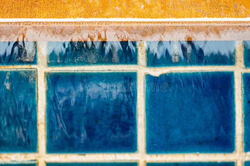 Running Pool Water in Blue Bricks Background Stock Photo - Image of ...