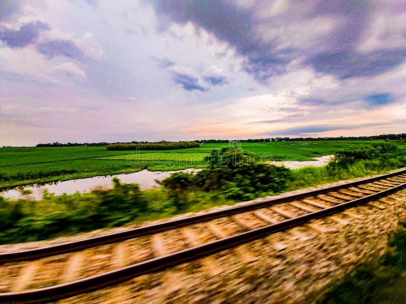 On a Running Rail Track. stock image. Image of family - 198035489