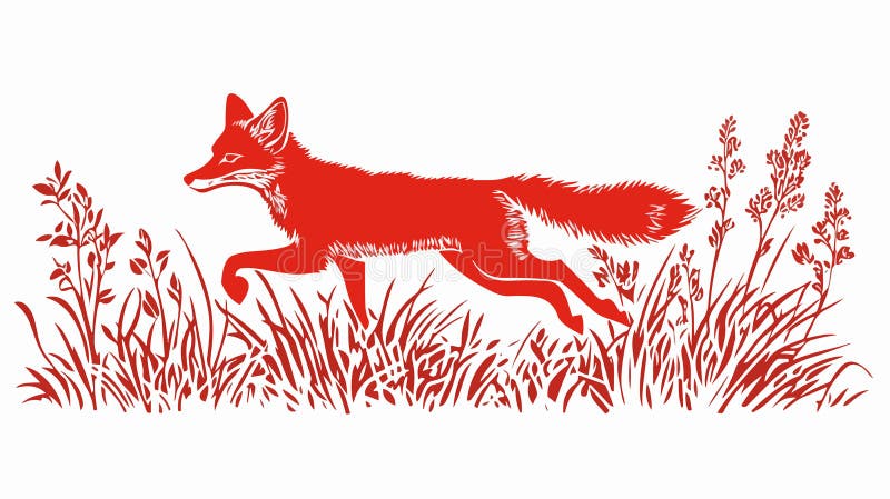 Red Fox Running Flat Vector Silhouette Stock Vector - Illustration of ...