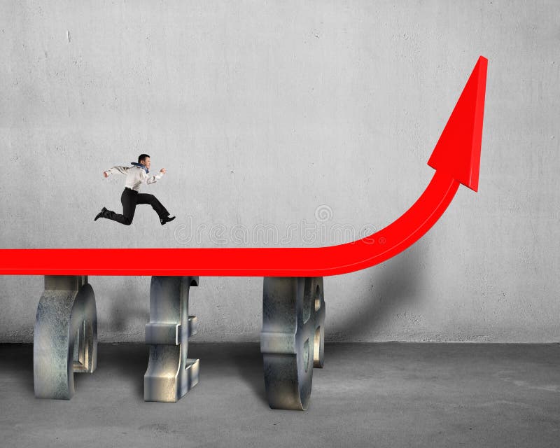 Running on Red Growing Arrow Stock Illustration - Illustration of paper ...