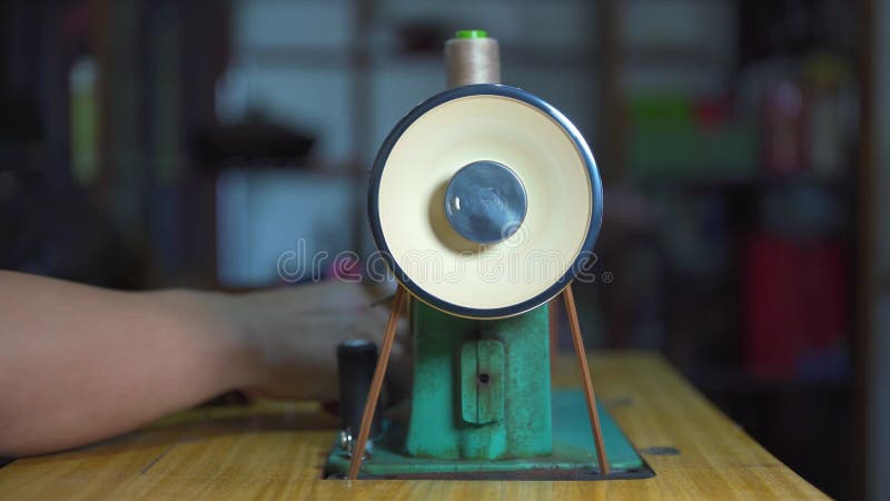 A Running Retro Traditional Vintage Mechanical Sewing Machine Stock ...