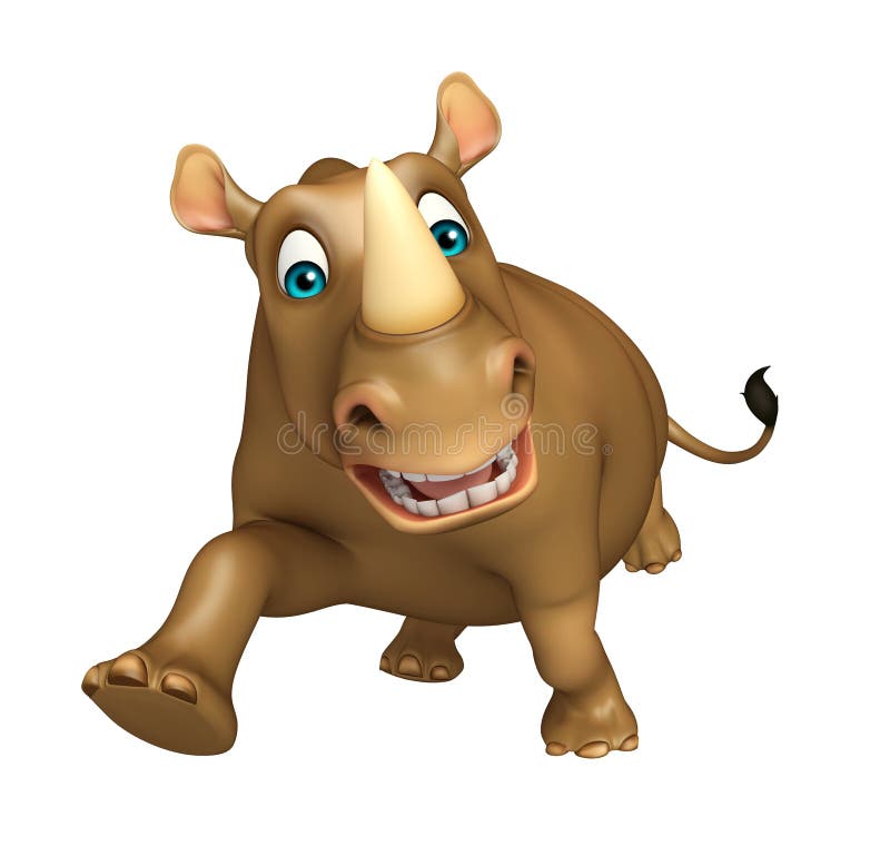 Running Rhino Cartoon Character Stock Illustration - Illustration of ...