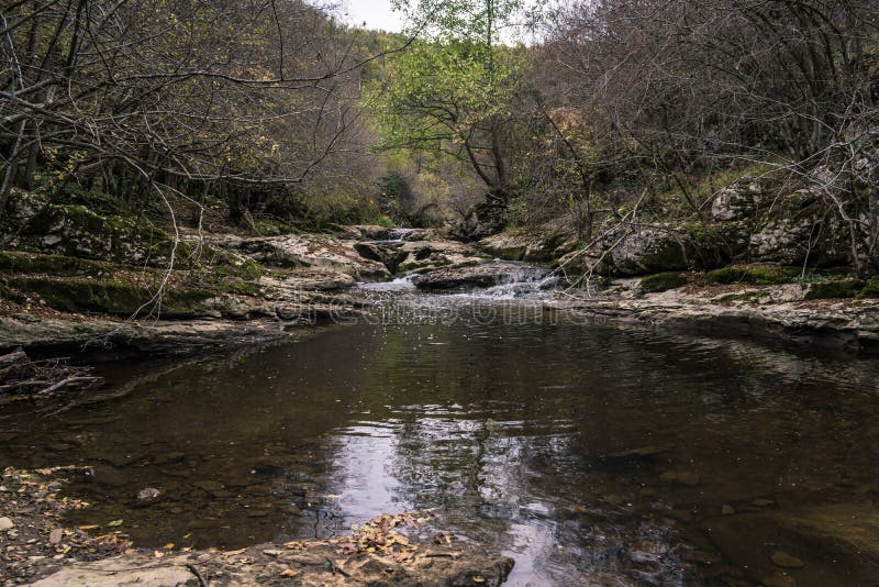 A Running River through the Rocks of the Mountain in Autumn. Stock ...