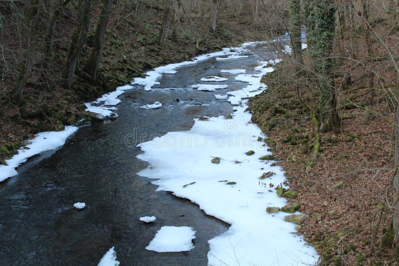 Running River in winter stock image. Image of river, trough - 86155689