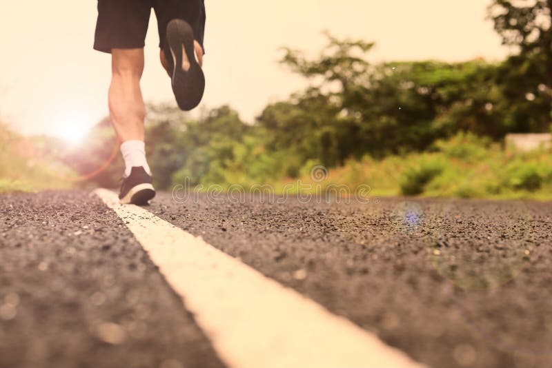 Running on the Road in the Morning Stock Photo - Image of running ...
