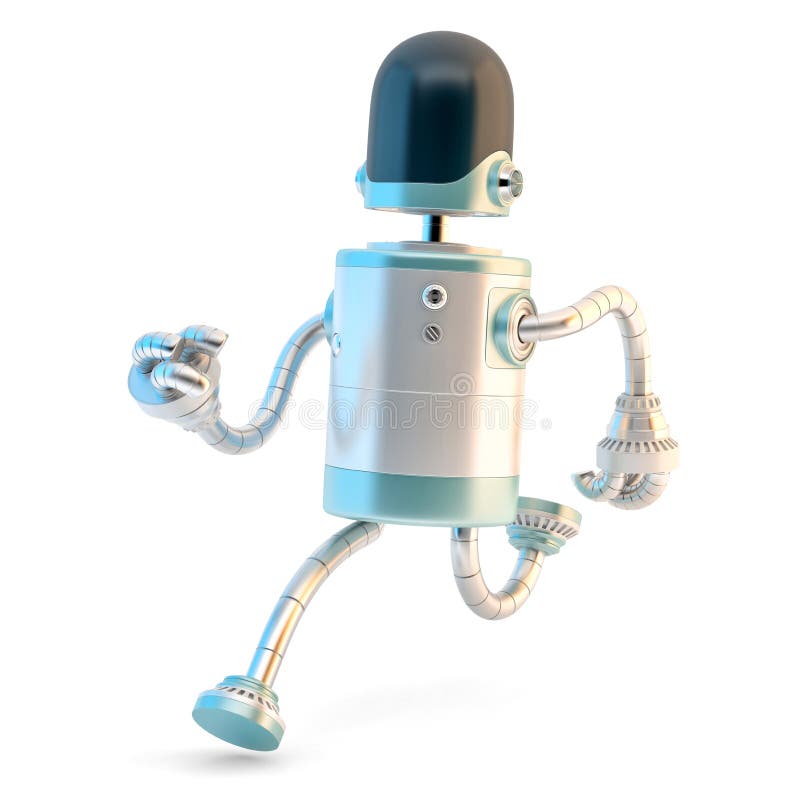 Running Robot on Dark Background Stock Illustration - Illustration of ...