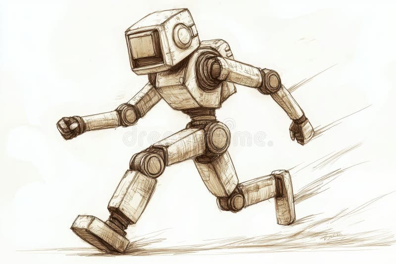 Running Robot in a Dynamic Pose Shows Movement and Agility on a Plain ...