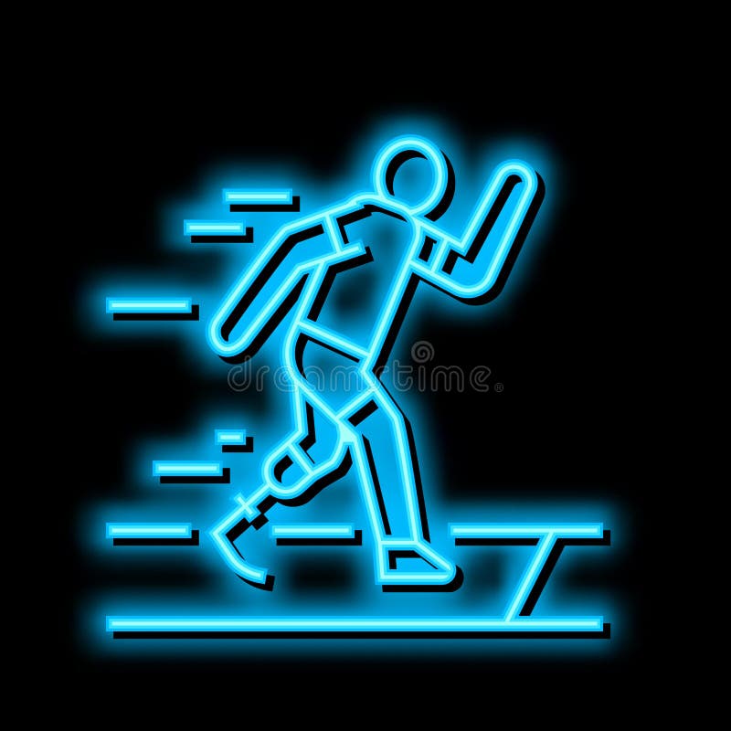 Running Runner Handicapped Athlete Neon Glow Icon Illustration Stock ...