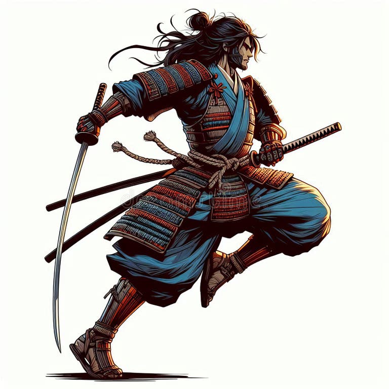 Running Samurai Warrior Image is Generated Using AI Stock Illustration ...