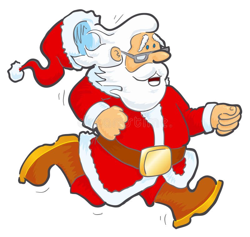 Running Santa stock vector. Illustration of color, snow - 3083255