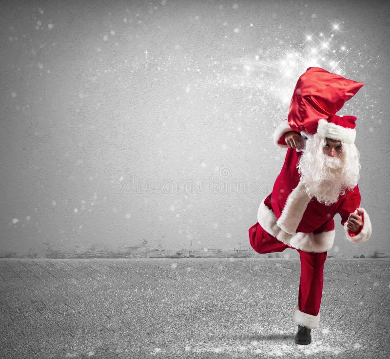 Running Santa Claus stock image. Image of fast, glasses - 35175405