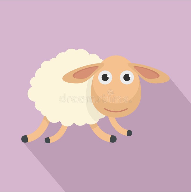 Running Sheep Icon, Flat Style Stock Illustration - Illustration of ...