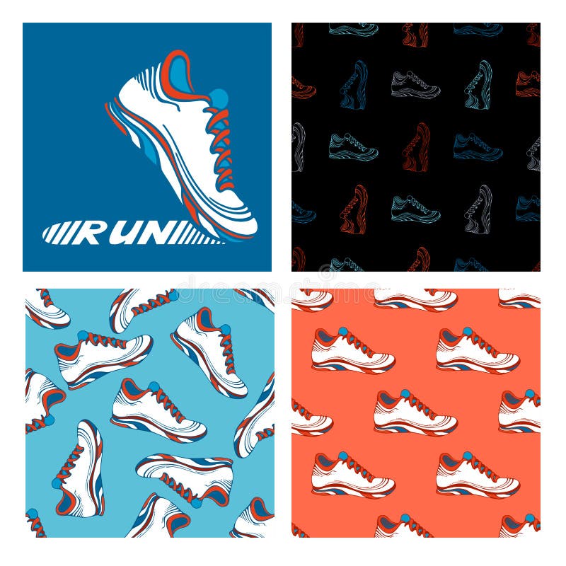 Running shoe designs. stock vector. Illustration of running - 56453584