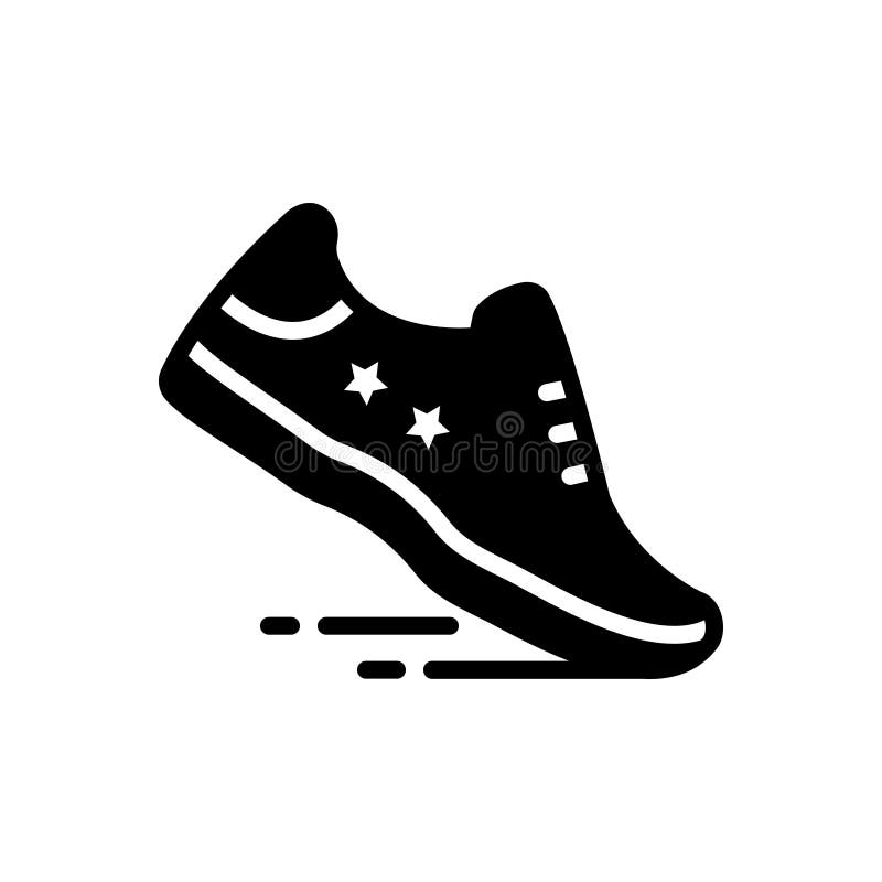 Black Solid Icon for Running Shoe, Sport and Jogging Stock Vector ...