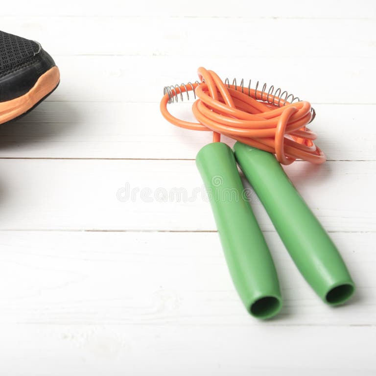 Running Shoes and Jumping Rope Stock Photo - Image of trainers, track ...