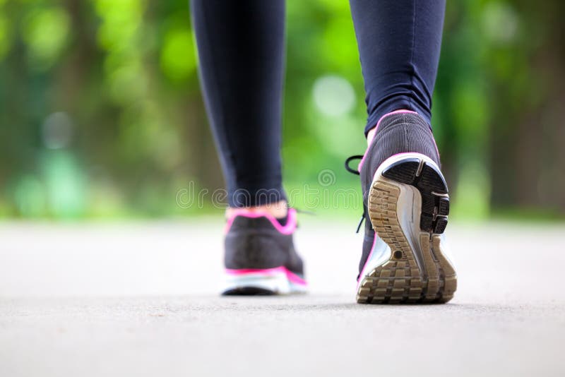 Running Shoes on Road. Rear View Stock Image - Image of runner, running ...