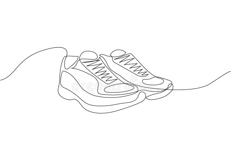 Running Shoes, Sportswear One Line Art. Continuous Line Drawing of ... Running Shoes, Sportswear One Line Art. Continuous Line Drawing of ...