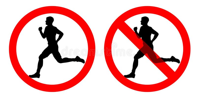Running Sign Icon and Do Not Run, Prohibition Sign. Running Prohibited ...