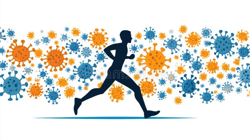 A Running Silhouette Against an Abstract Medical Backdrop Featuring Red ...