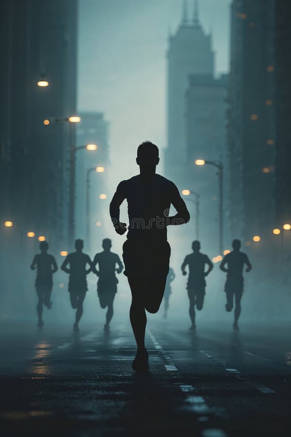 Running Silhouette Colorful. Ideal for Running Poster Stock ...