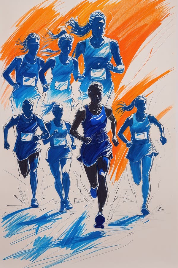 Running Silhouette Colorful. Ideal for Running Poster Stock ...