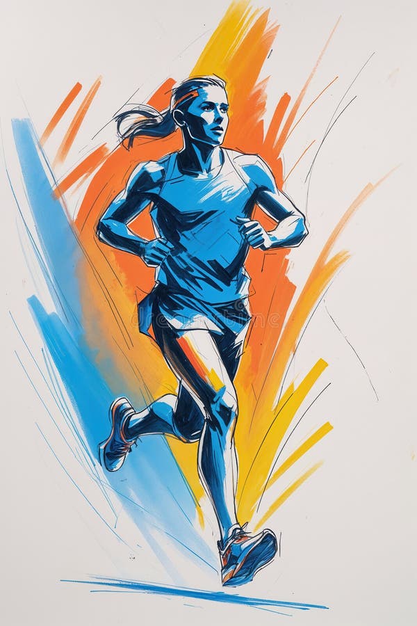 Running Silhouette Colorful. Ideal for Running Poster Stock ...