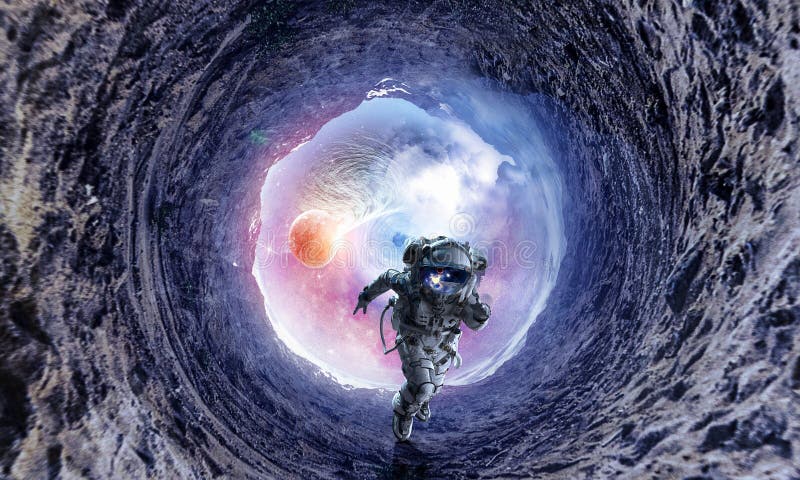 Running Spaceman and Galaxy. Mixed Media Stock Photo - Image of earth ...