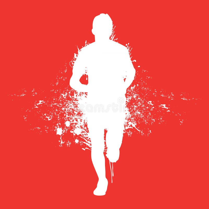 Running Man Isolated Vector Silhouette Sprinting Young Illustration