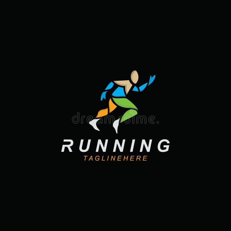 Running Sport Athlete Logo Design Concept Illustration Template Vector ...