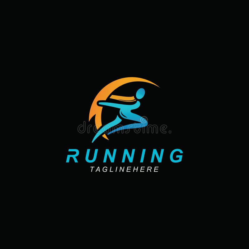 Running Sport Athlete Logo Design Concept Illustration Template Vector ...