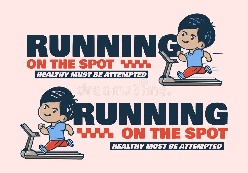 Running on the Spot. Runner Boy Character Running on Walking Pad in Two ...